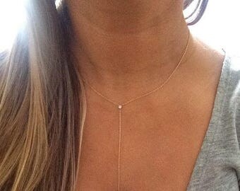 Gold lariat necklace | Etsy