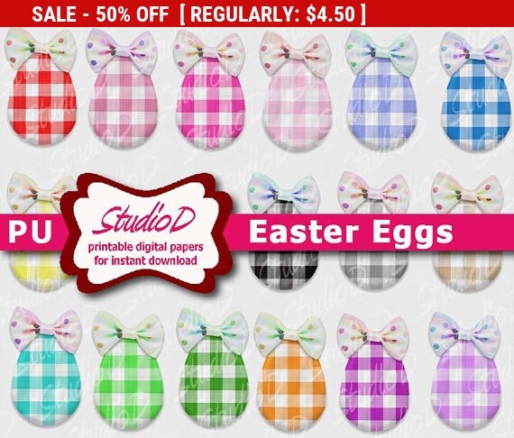 50% SALE Plaid Easter egg clip art Pastel by StudioDprint on Etsy