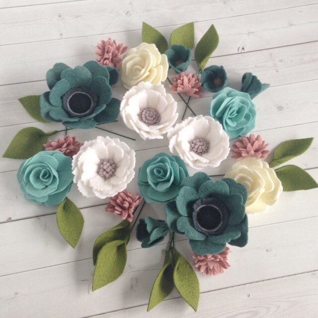 Custom and unique felt flower decor for the nursery by thegreyrose