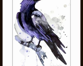 Crow watercolor | Etsy