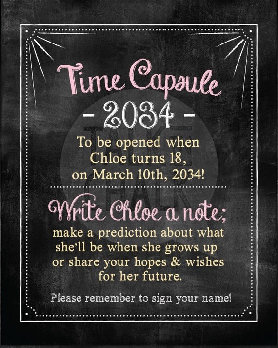 Time Capsule Customizable DIGITAL Sign Personalized First