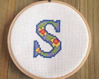 Cross stitch initial | Etsy
