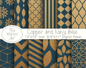 Rose Gold digital paper pack with Rose Gold Metallic Glitter