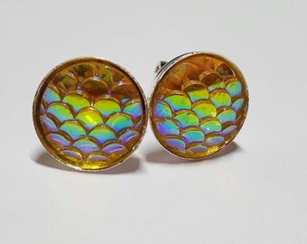 Fish scale earrings | Etsy