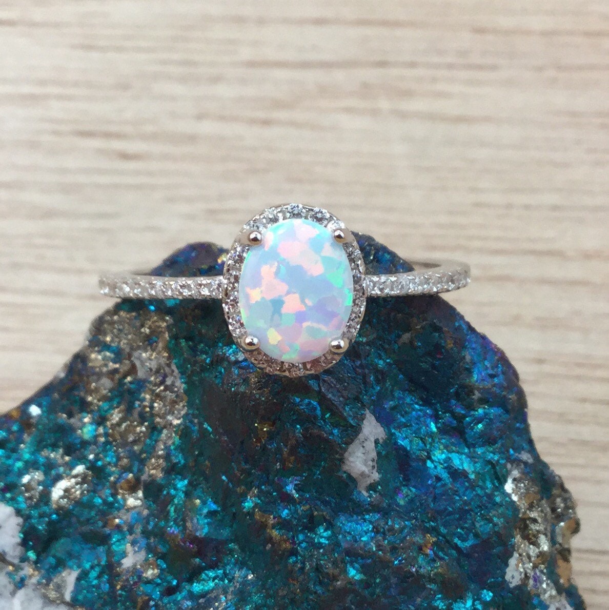 Opal Ring Sterling Silver Opal Rings Opal by AlphaVariable