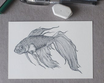 Betta fish art | Etsy