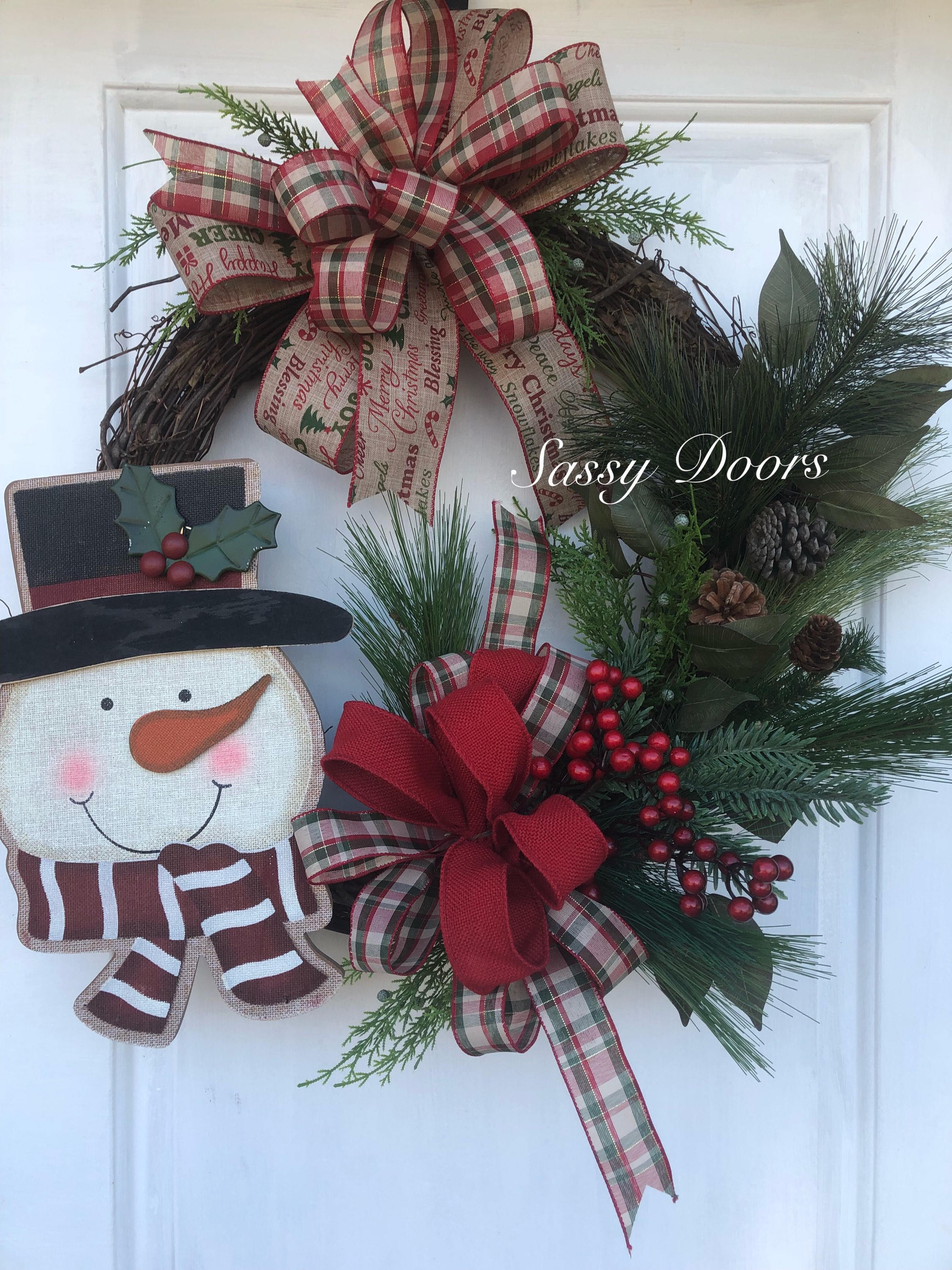 Snowman Wreath,Snowman Winter Wreath, Country Wreath, Cabin Wreath ...