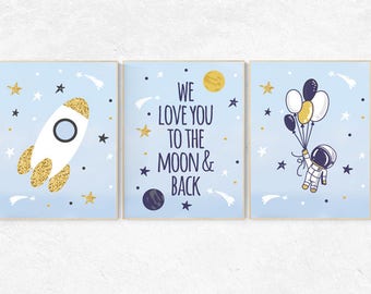 We love you to the moon and back Space nursery decor Space