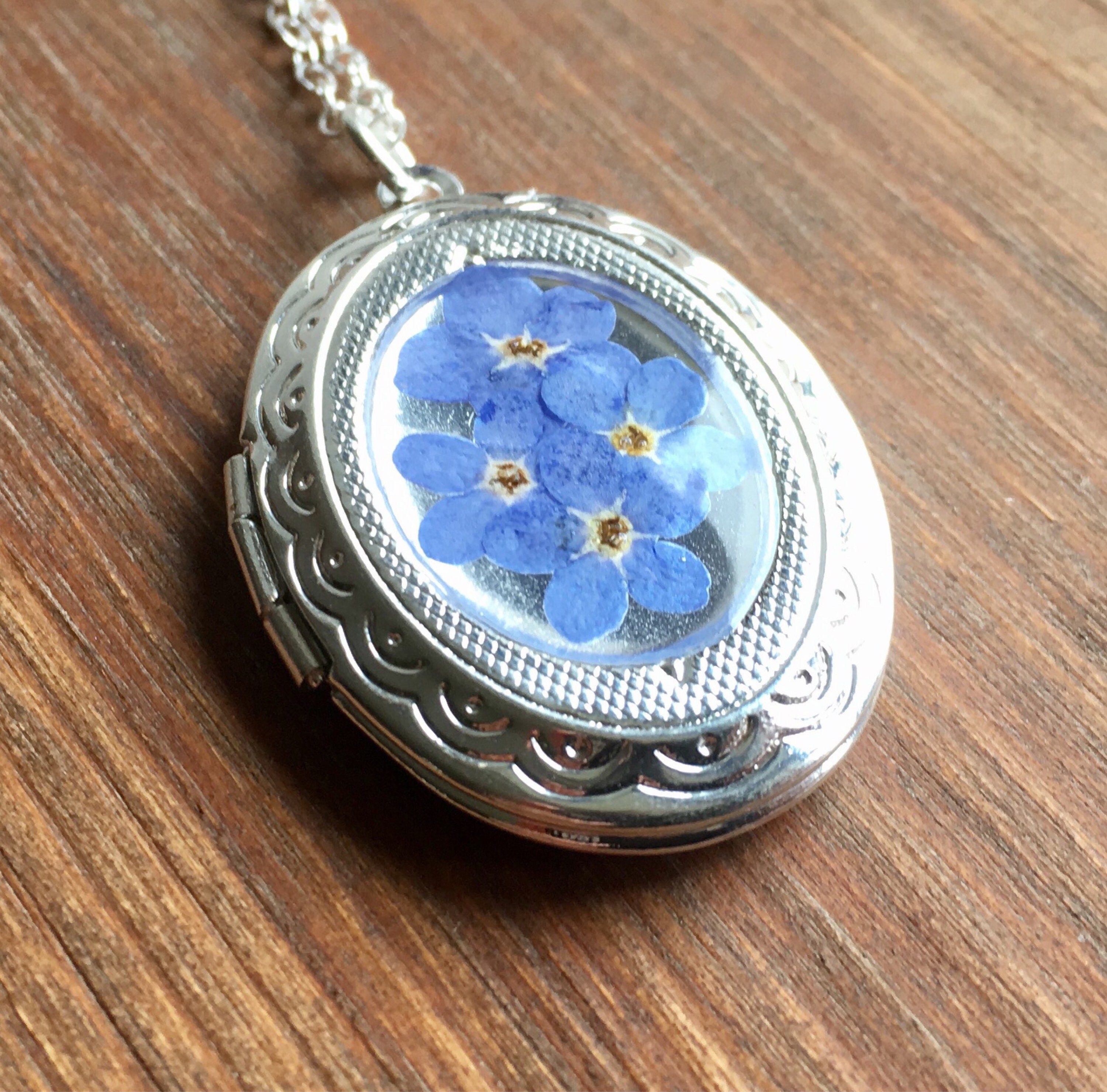 Forget me not locket-forget me nots-resin