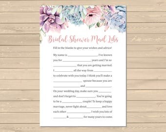 Bridal shower mad libs | Etsy