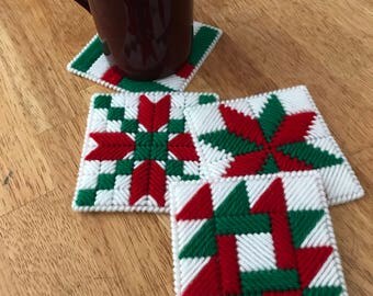 PATTERN: Stars and Stripes Coaster Set in Plastic Canvas