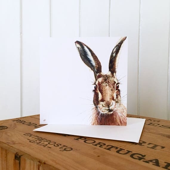 Hare Greetings Card Hare Card Art Card Wildlife Card