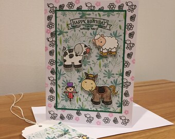 Farm animal card | Etsy