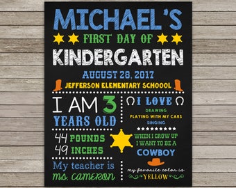 First day of Kindergarten Kindergarten Chalkboard sign
