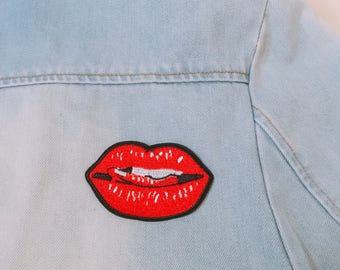 Lips patch | Etsy