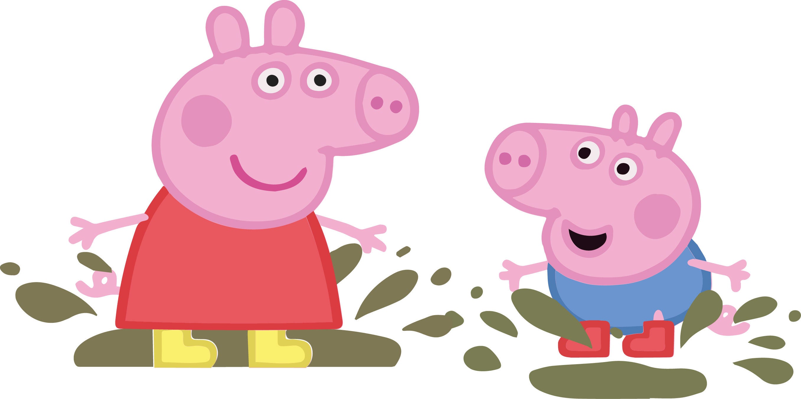 Peppa and George jumping in puddles high-quality file cutting