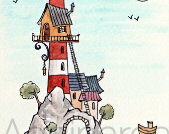 Whimsical lighthouse | Etsy