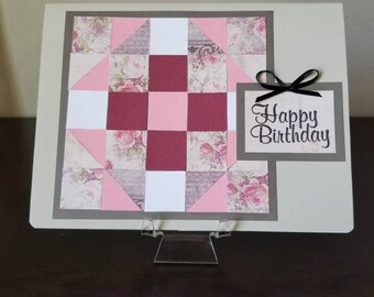 Patchwork quilt card | Etsy