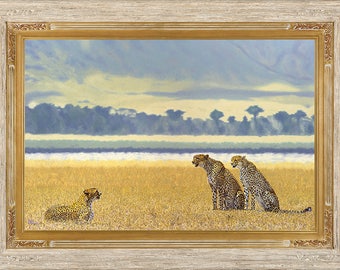 Cheetah art print | Etsy