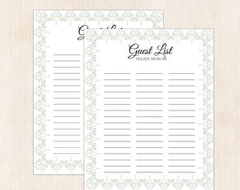 Guest sign in sheet | Etsy
