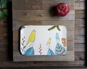 pottery with hand drawn birds insects praying by catherinereece