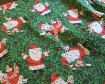 Vintage santa fabric | Etsy