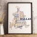 Dallas Map Art Dallas Art Print Dallas Neighborhood Map