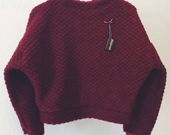 Red cropped sweater | Etsy