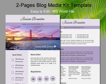 Media kit template One page media kit Media kit for blogger