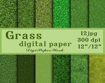 Macro Green Grass / Grass Paper Pack / Grass Scrapbook Paper