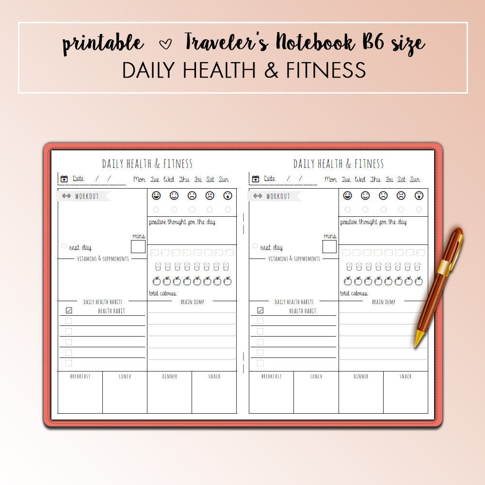 Traveler's Notebook B6 Daily Health & Fitness Insert