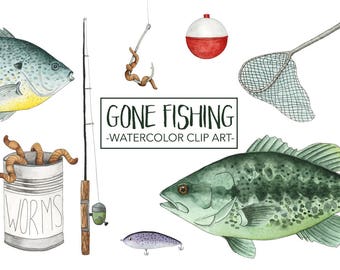 Fishing clip art | Etsy