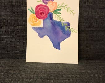 Texas watercolor | Etsy