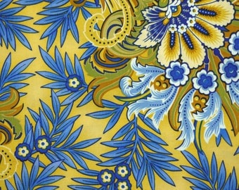 Yellow blue fabric | Etsy
