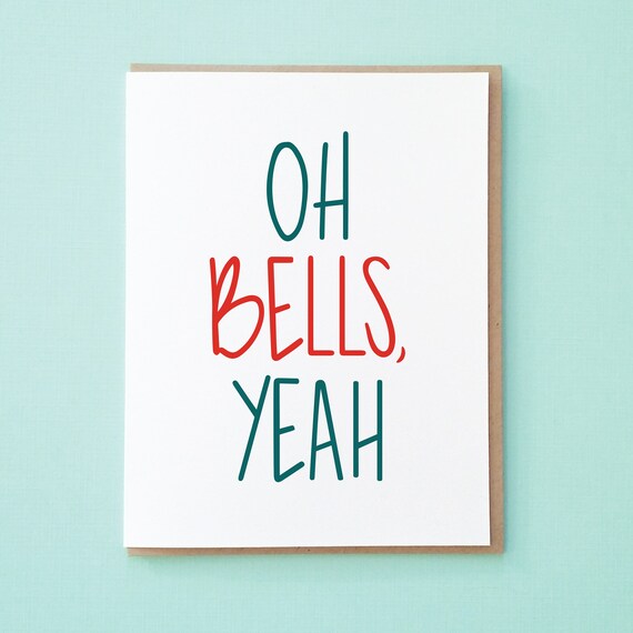 Funny Christmas Card. Oh Bells Yes Holiday Card Set. Sleigh