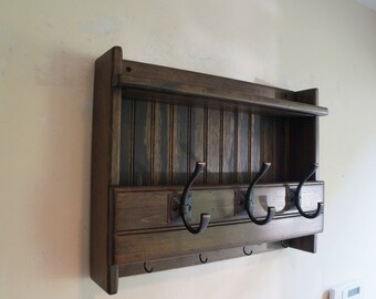 24 Handcrafted Wooden Rustic wall mount Mail & Key Organizer