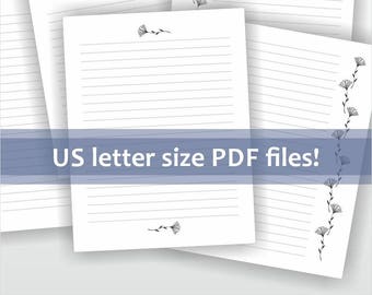 Printable lined letter writing paper. Simple black and white
