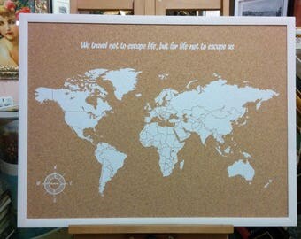 Cork Board World Map Framed Cork Board Map World Map Map
