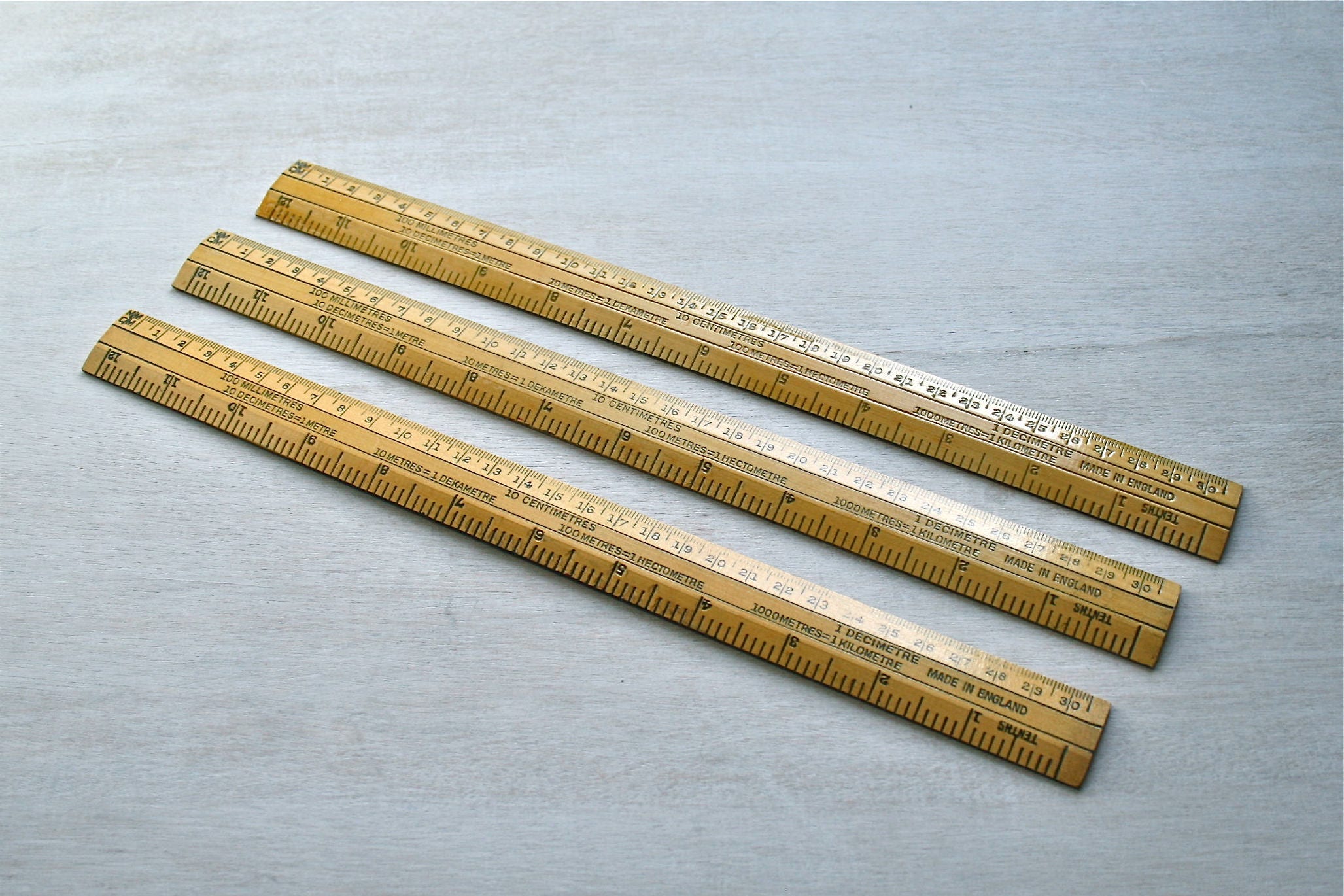 Three wooden school rulers. 12 inch wood rule. One foot ruler. Vintage ...