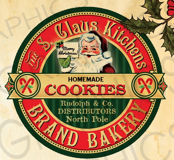 Items similar to Vintage Christmas Cookies Label Christmas Printable ...