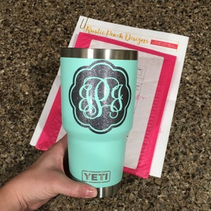 Glitter Fancy Monogram Decal YETI Tumbler Decal Elegant
