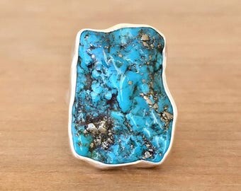 Raw turquoise ring | Etsy