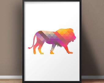 Geometric lion | Etsy