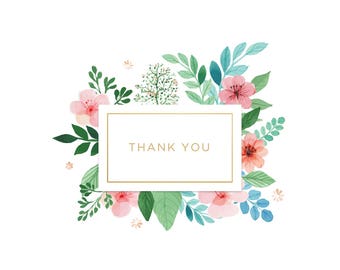 Girly thank you card | Etsy