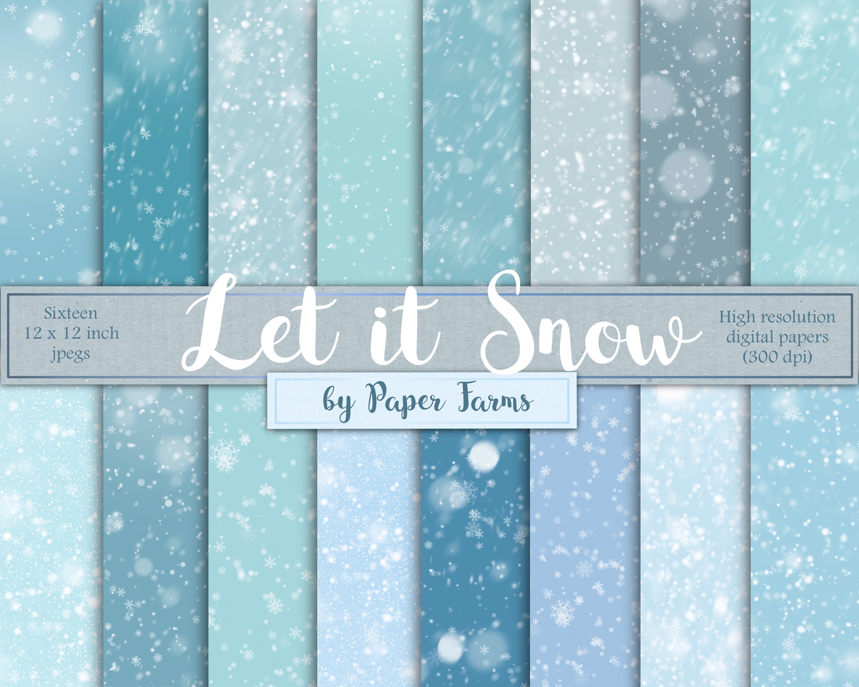 Snow digital paper snow scrapbook paper falling snow ice