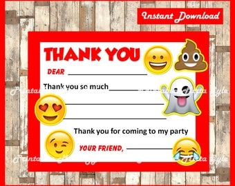 Emoji thank you card | Etsy