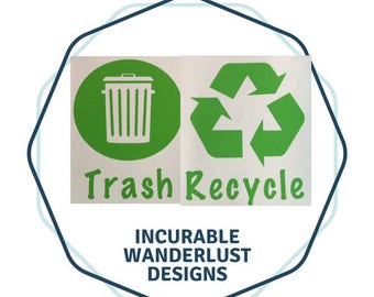 Trash and Recycle Bin Labels Decals Vinyl Decal Stickers