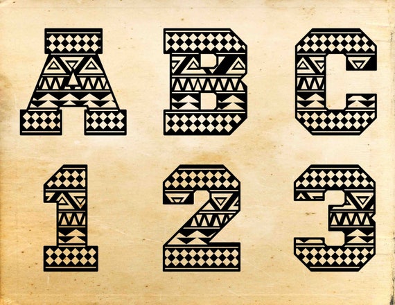 Aztec font svg Aztec monogram Aztec letters Tribal font