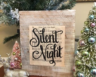 Silent night sign | Etsy
