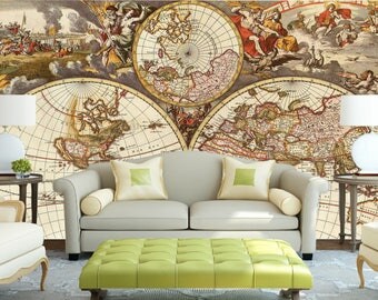 Map wallpaper | Etsy